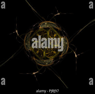 Abstract colorful yellow golden fractal on black background. Fantasy ...