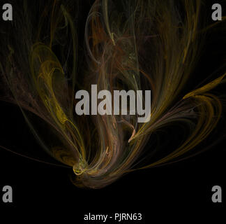 Abstract colorful yellow golden fractal on black background. Fantasy ...