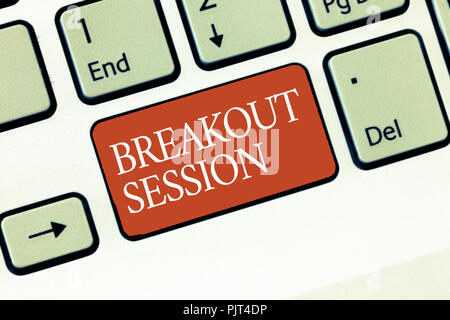 Text sign showing Breakout Session. Conceptual photo workshop ...
