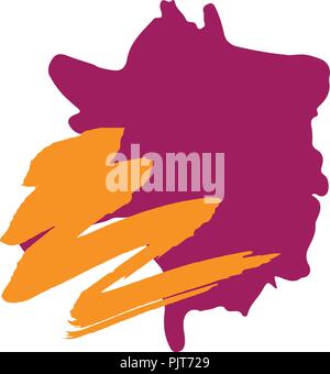 Multi colored ink blots isolated on white background. Overlay effect ...