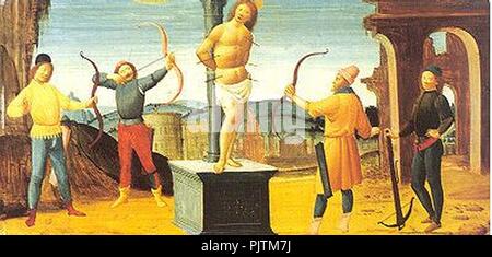 'Martyrdom of Saint Sebastian' by Bartolomeo di Giovanni depicts the ...