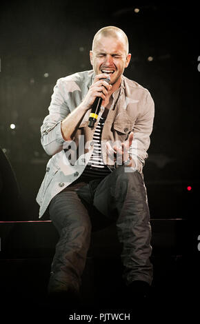 Flemish singer Stan Van Samang in concert at the Lotto Arena, Antwerp ...
