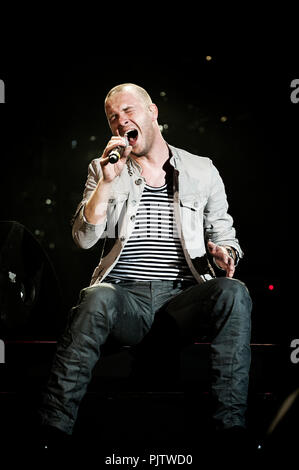 Flemish singer Stan Van Samang in concert at the Lotto Arena, Antwerp ...