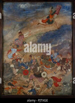 A battle scene from the 1570 Hamzanama, an illuminated manuscript ...