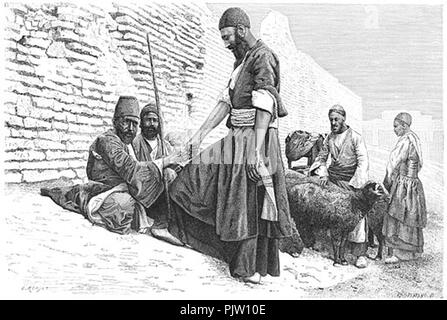 'Bazaar of Varamin' by Jane Dieulafoy is an artwork that illustrates ...