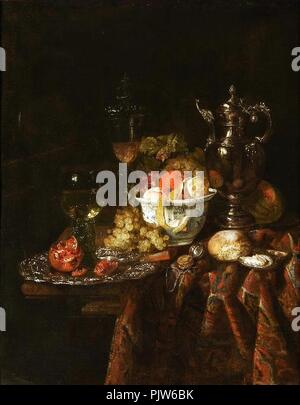 Still life with silver jug, print maker: William Unger, after painting ...
