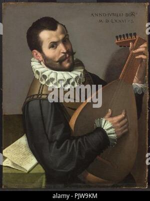 'Man Playing a Lute' by Bartolomeo Passarotti is a 16th-century oil ...