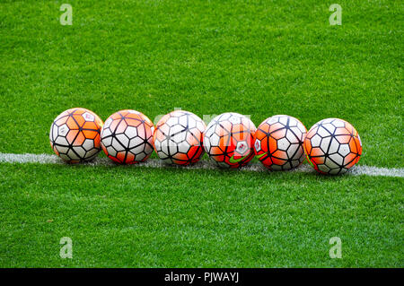 Soccer balls pattern on green background minimal creative sport concept ...