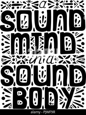 Sound mind in a sound body - vector calligraphy Stock Vector Image ...