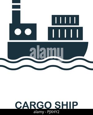 Sea cargo icon. Monochrome simple sign from logistics collection. Sea ...