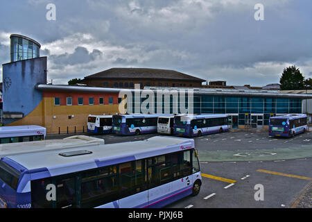 Bridgend bus station in Bridgend, Wales, UK Stock Photo - Alamy