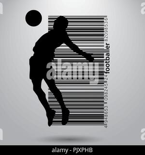 silhouette of a football player and barcode Stock Vector Image & Art ...