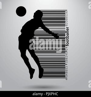 silhouette of a football player and barcode Stock Vector Image & Art ...