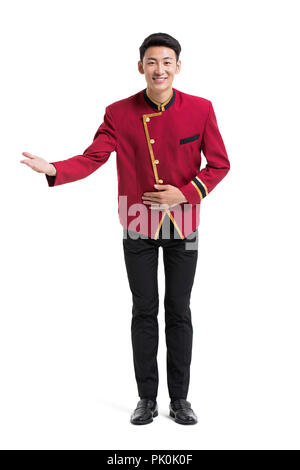 Young bellboy greeting Stock Photo - Alamy