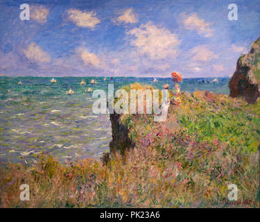Claude Monet, Impressionist painting, Cliff Walk at Pourville, 1882 ...