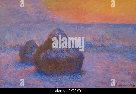 Claude Monet - Stacks of Wheat (Sunset, Snow Effect Stock Photo - Alamy