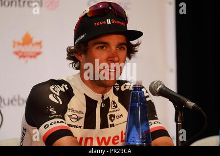 Australian Michael Matthews of Team Sunweb wearing the green jersey of ...