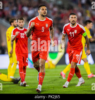 Aleksandar Mitrovic of Serbia celebrates his goal during the FIFA World ...