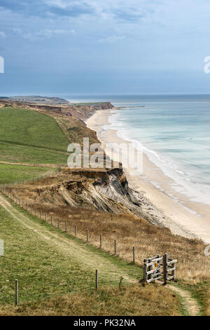 The beach at Compton Bay on the Isle of Wight England UK looking north ...