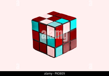 Folding multi-colored cube isolated. Style: abstraction, illustration ...