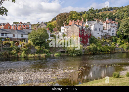 The picturesque riverside village of Carrog on the River Dee in the ...