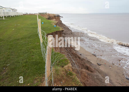 Coastal Erosion cliffs, part of the Ulrome caravan site collapsing into ...
