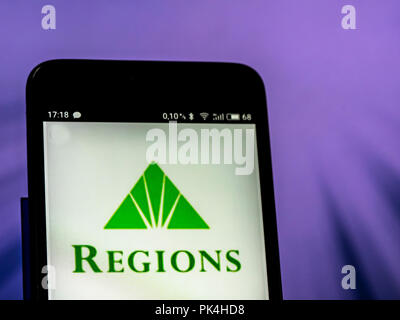 Regions Financial Corporation logo seen displayed on a smart phone ...