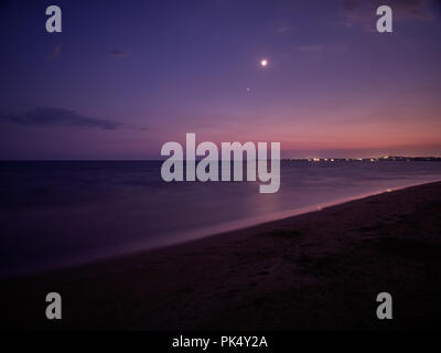 Long exposure at Granelli beach at night during summer. Sicily, Italy ...