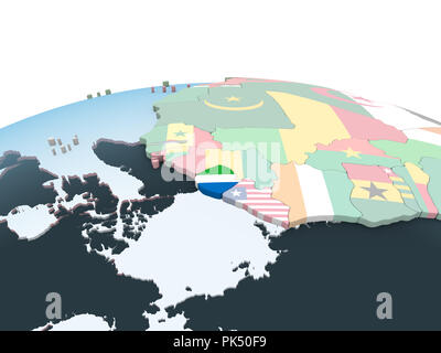 Sierra Leone on bright political globe with embedded flag. 3D ...