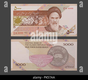 5000 Iranian rials bank note. Rial is the national currency of Iran ...
