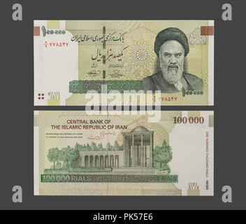 100000 Iranian rials bank note. Rial is the national currency of Iran ...
