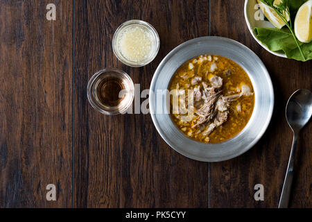 Turkish Soup Beyran with Lamb Meat, Rice, Chopped Garlic and Vinegar ...