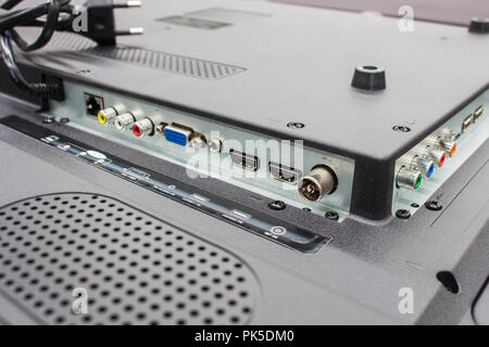 Input and output connectors of the modern TV panel. Hdmi, Lan ...
