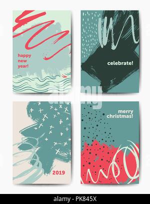 Ney year grunge postcards colorful vector templates Stock Vector Image ...