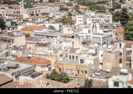 aerial view from southern nicosia over northern turkish controlled ...