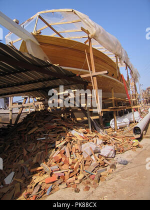 Shipyard in the old shipbuilding village, wooden ship, schooner, Tana ...