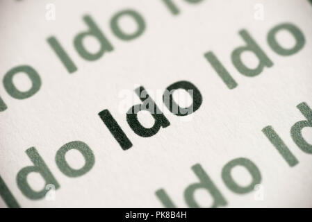 word Ido language printed on white paper macro Stock Photo - Alamy