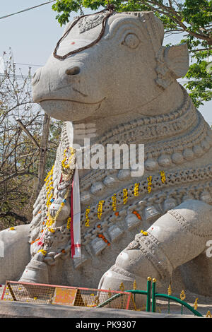 Statue of the mythical bull known as Nandi in Hindu culture in the ...