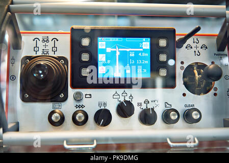 driver cabin Control Panel of High-Speed Train from Flat Angle During ...