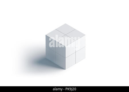 Blank white rubics cube mock up, isolated, 3d rendering. Empty rubik ...