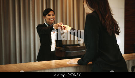Check in and out at the lobby reception, the Bellagio Hotel, Las Stock ...
