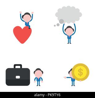 businessman holding business briefcase and coin dollar money isometric ...