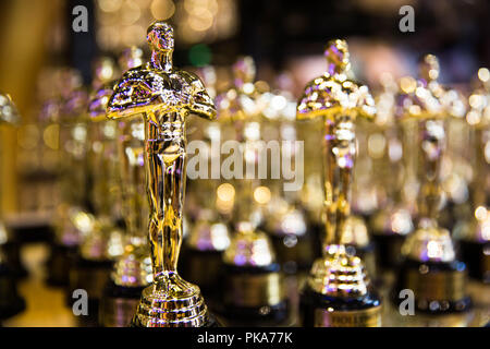 Cinema Award Concept. Golden Award Trophy Movie Slate Clapper Board on ...