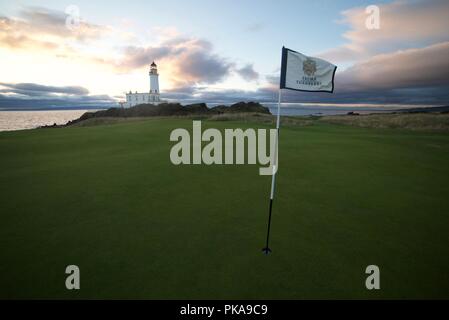 Golf Flag (Hole Placement Marker) at Trump Turnberry Golf Resort Stock ...