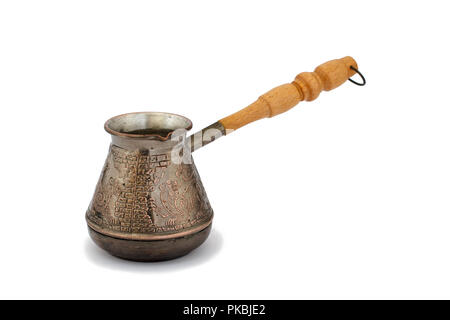 Copper cezve on white background Stock Photo - Alamy