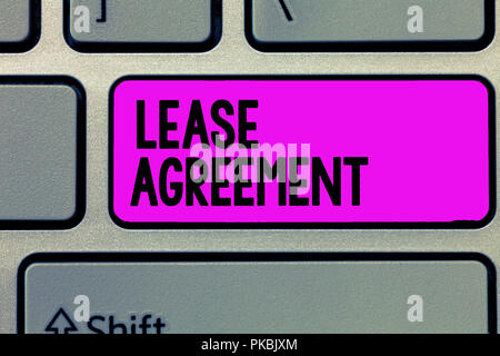 Text sign showing Lease Agreement. Business photo text Contract on the ...