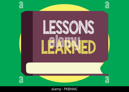 Handwriting text writing Lessons Learned. Conceptual photo experiences garnered from ...