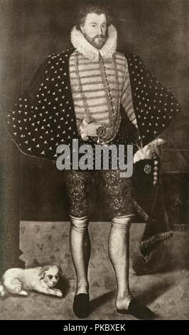 Portrait of Sir Christopher Hatton an English politician, Lord ...