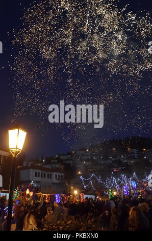 Fireworks for celebrating the traditional custom of Ragoutsaria ...