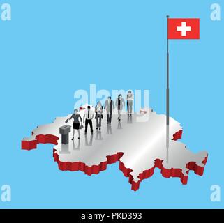 Vote for Swiss election over a Switzerland map. All the objects ...